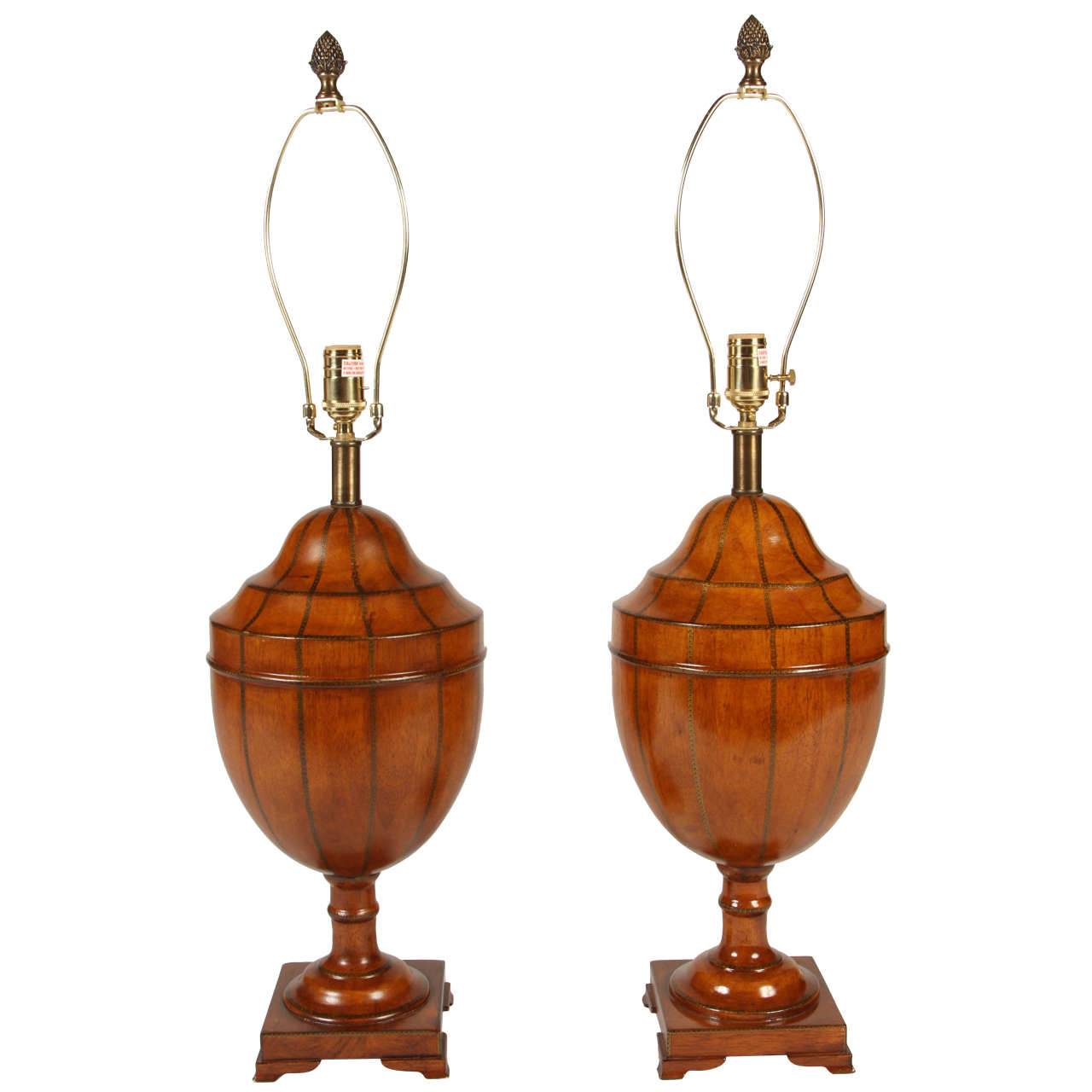 Pair of George III Mahogany Table Lamps